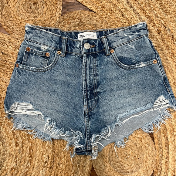 Zara | Shorts | Zara Highrise Blue Jean Shorts | Poshmark
